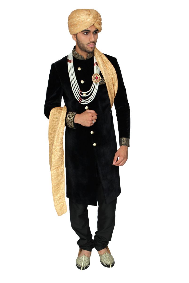 Gold Brocade Turban Hat with Shawl Trail – Sherwanisale.com