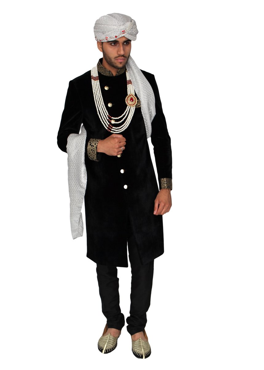 Ivory Silver Brocade Safa Hat with Vine Broach – Sherwanisale.com