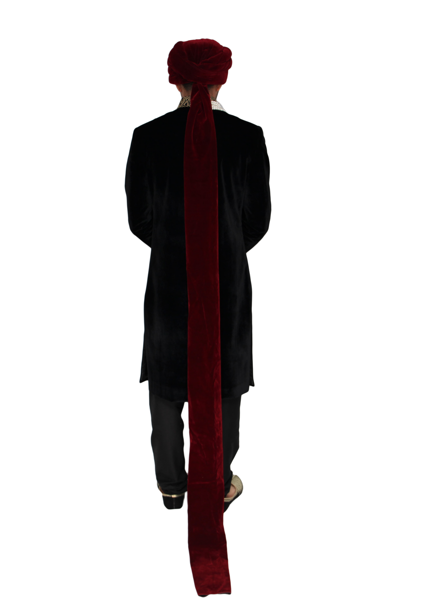 Maroon Velvet Turban Safa Hat with Trail – Sherwanisale.com